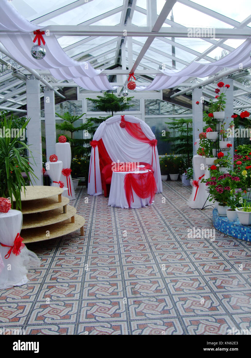 Hall for a wedding celebration in the botanical garden Stock Photo - Alamy