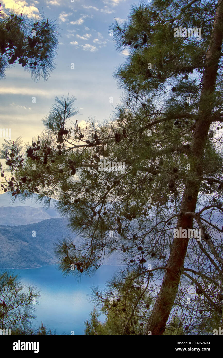 Mediterranean cliffs view from shore of sea. breathtaking landscapes of ...