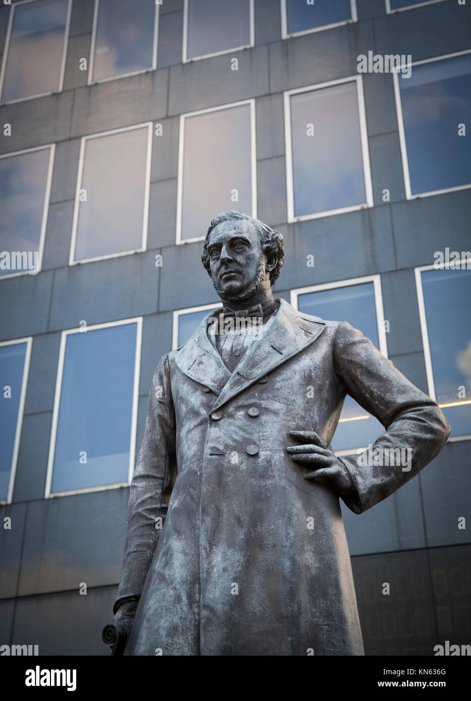 Statue and memorial to civil and railway engineer Robert Stephenson at ...