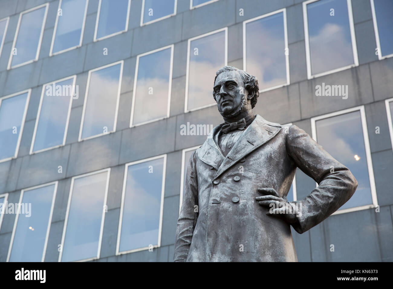 Statue and memorial to civil and railway engineer Robert Stephenson at ...
