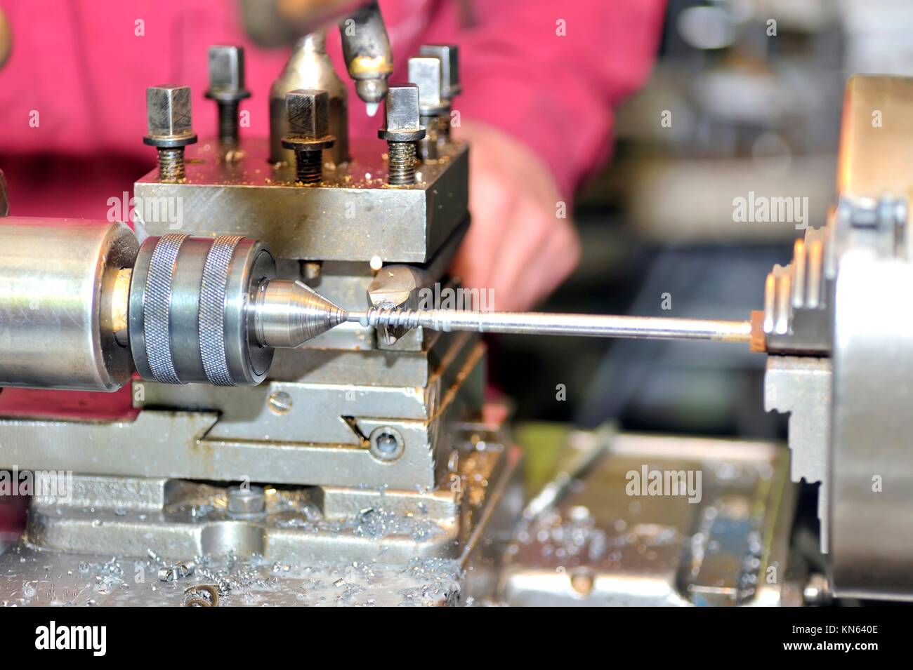 Turning lathe in action Stock Photo - Alamy