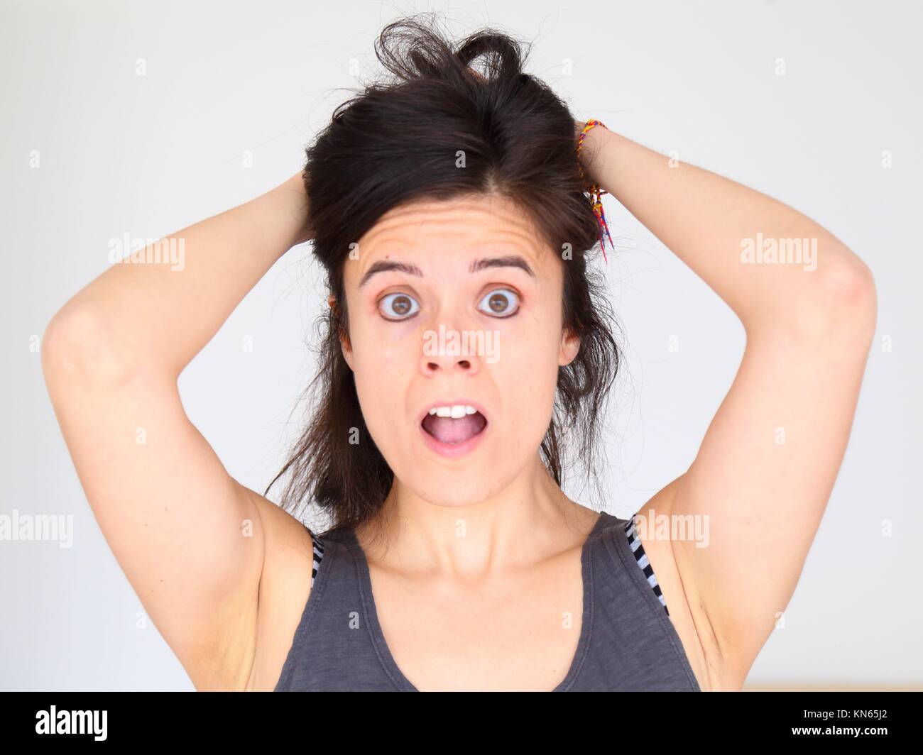 Girl with face of being surprised Stock Photo - Alamy