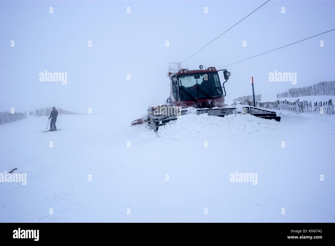One of the snow ploughs at the Aviemore Ski Centre in the Cairngorms ...