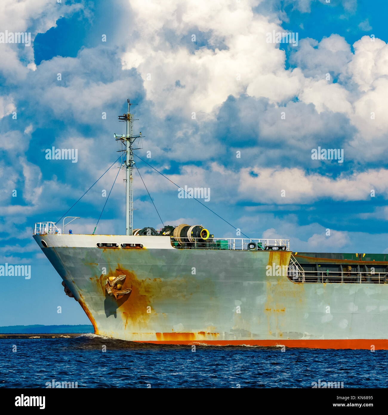Grey cargo ship. Logistics and merchandise transportations Stock Photo ...