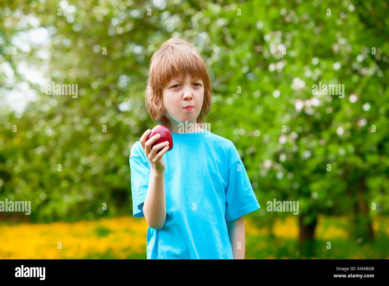 Boy eating apple hi-res stock photography and images - Alamy