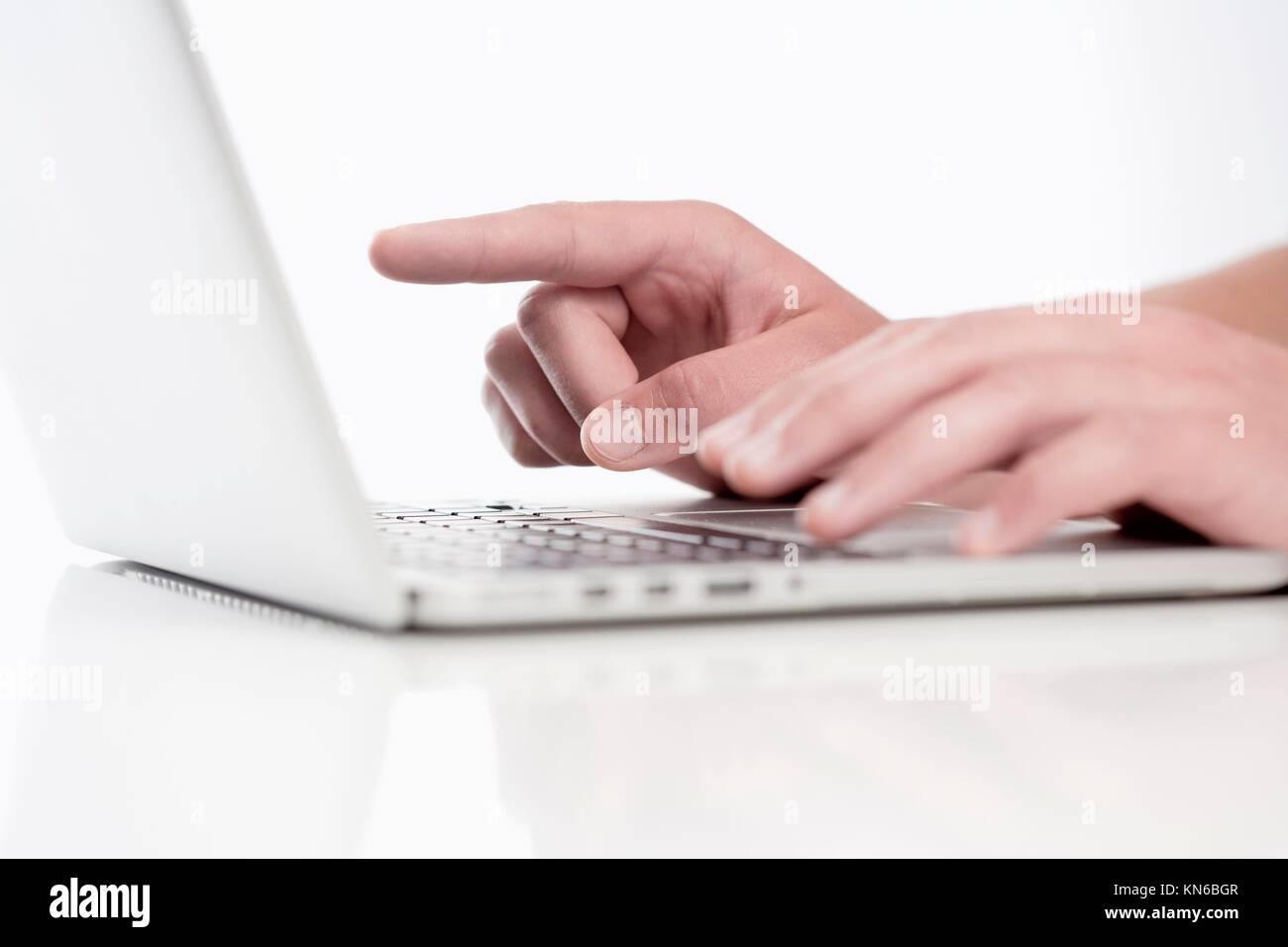 Closeup of Fingers Using Laptop Keyboard Stock Photo - Alamy