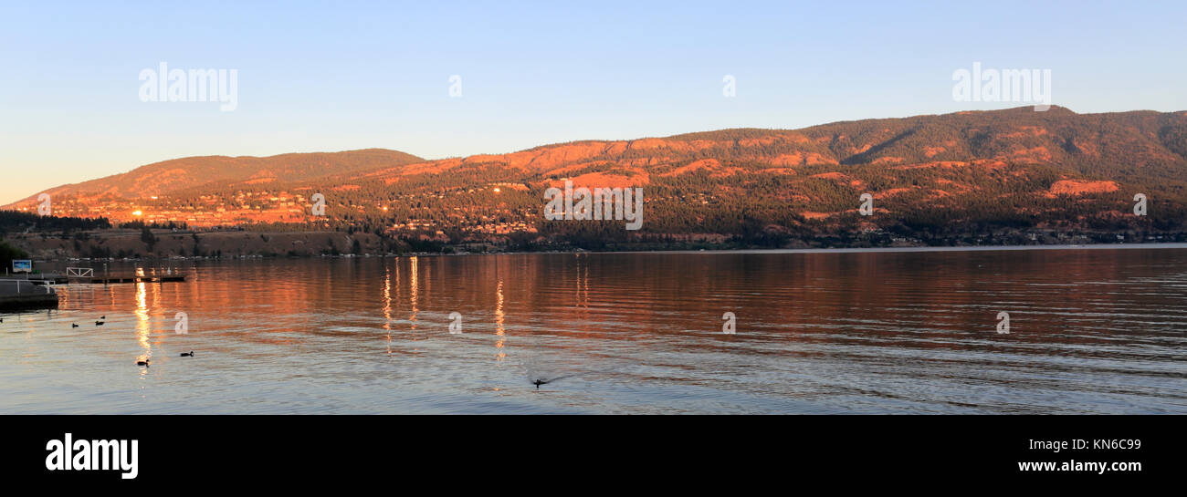 Sunrise over Okanagan Lake, City Park, Kelowna City, Okanagan valley ...
