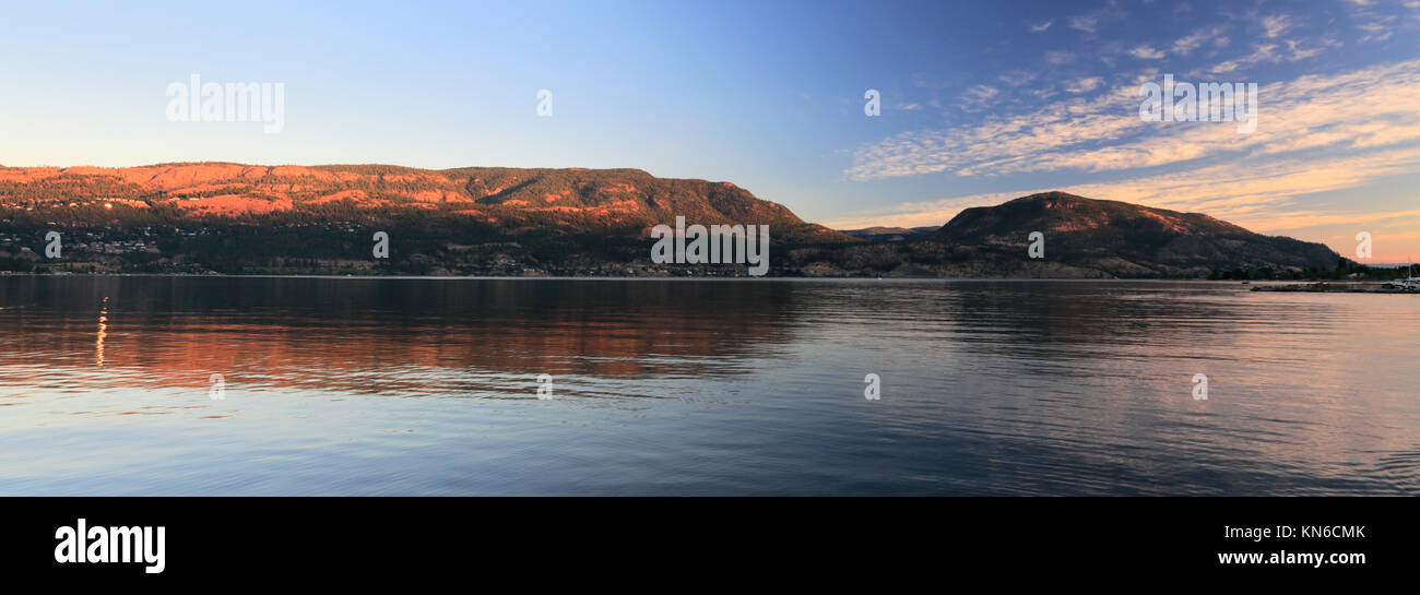 Sunrise over Okanagan Lake, City Park, Kelowna City, Okanagan valley ...