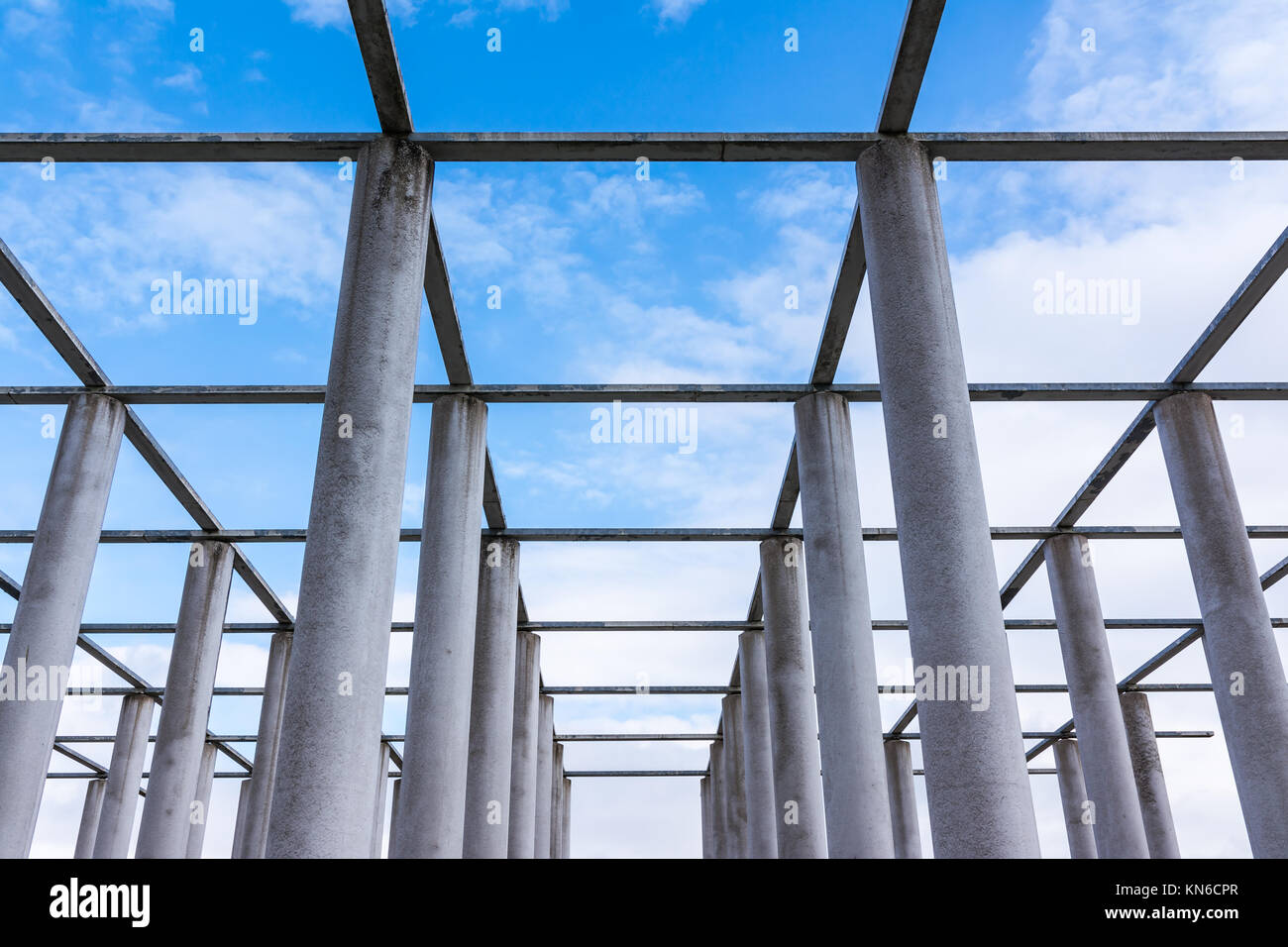 Cement Columns Chair Rough Texture Perspective Overhead Grid Geometric ...