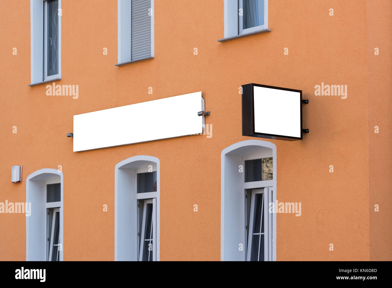 Blank Restaurant Sign Large Billboard Banner Building Corner Stock ...