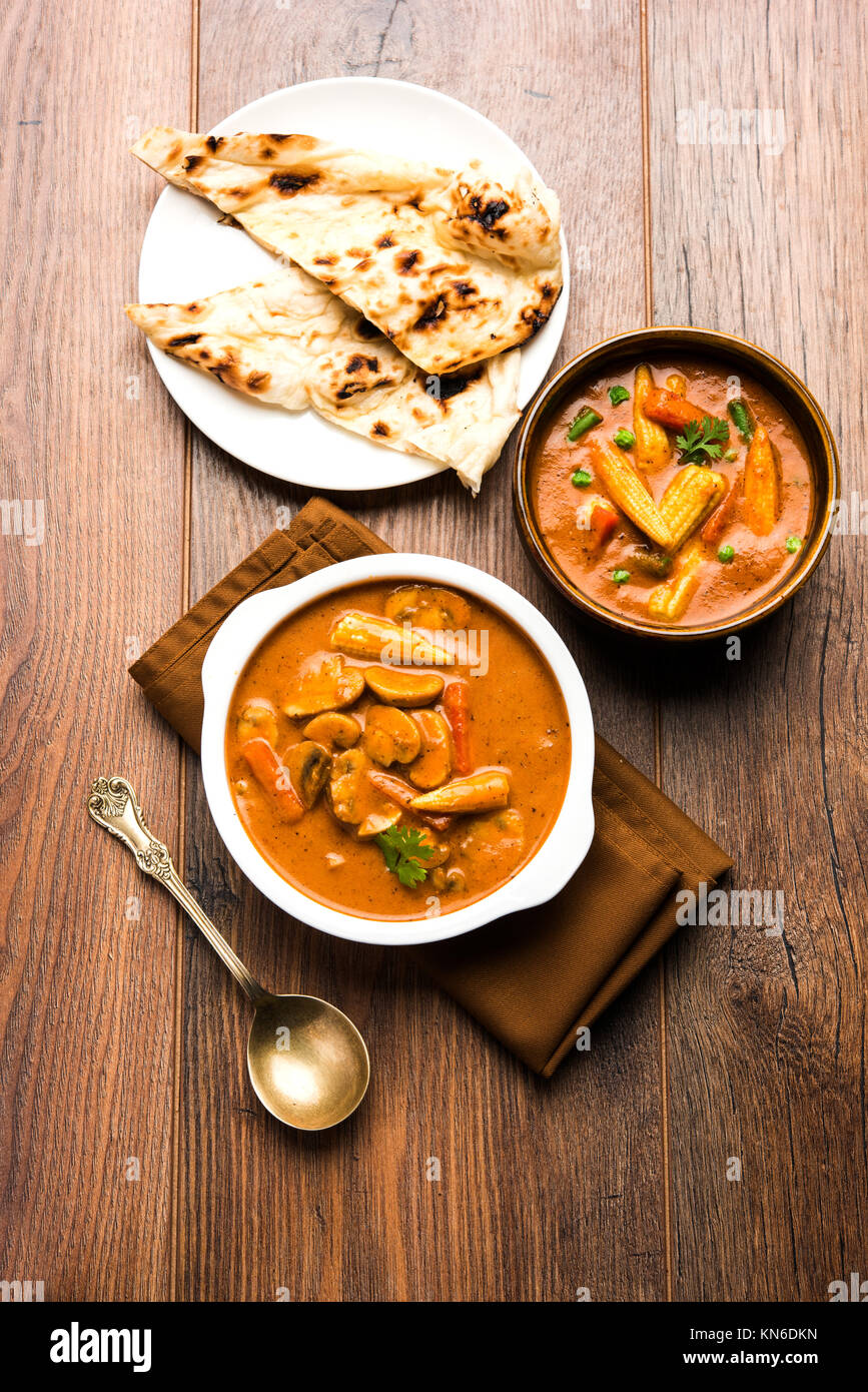 Indian Baby Corn Masala or spicy Baby corn curry served with roti or ...