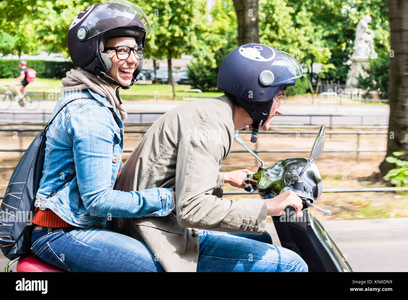 Woman pillion hi-res stock photography and images - Alamy