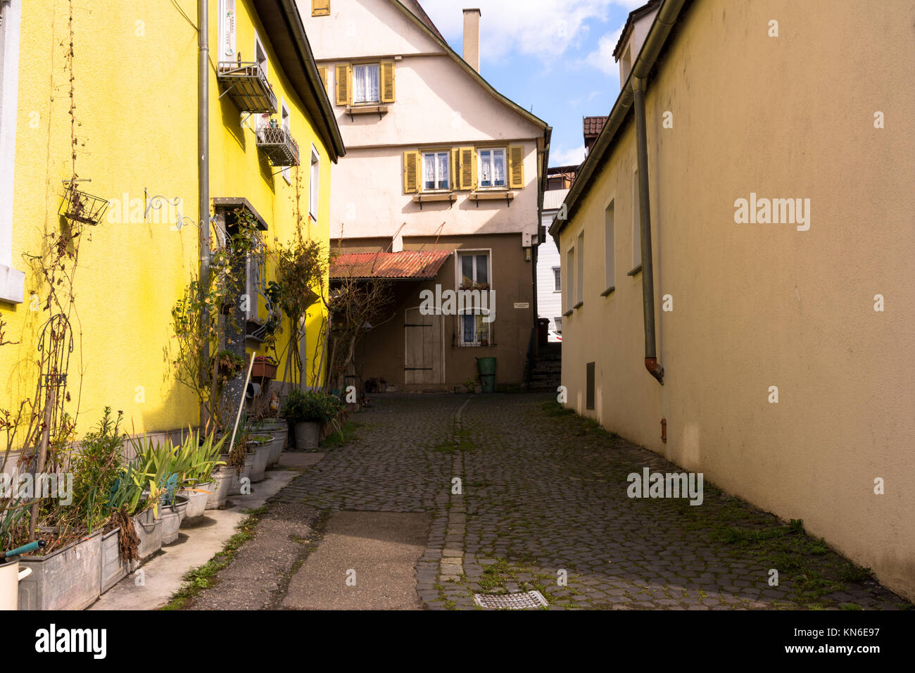 Small European Alley German Houses Cobblestone Street Quarter Courtyard ...
