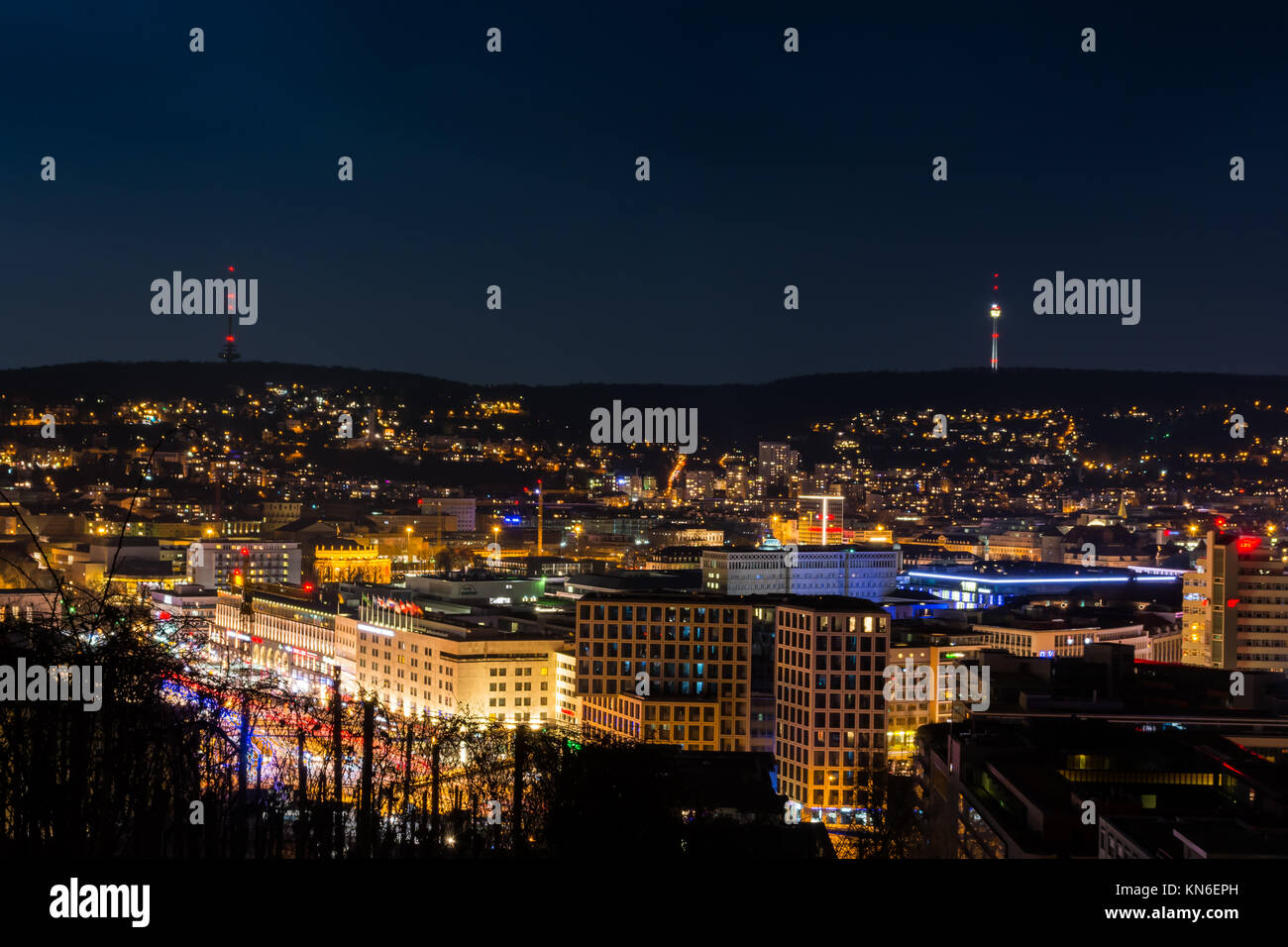 Stuttgart Cityscape Landscape Capital City Baden Wuerttemberg Day Night ...