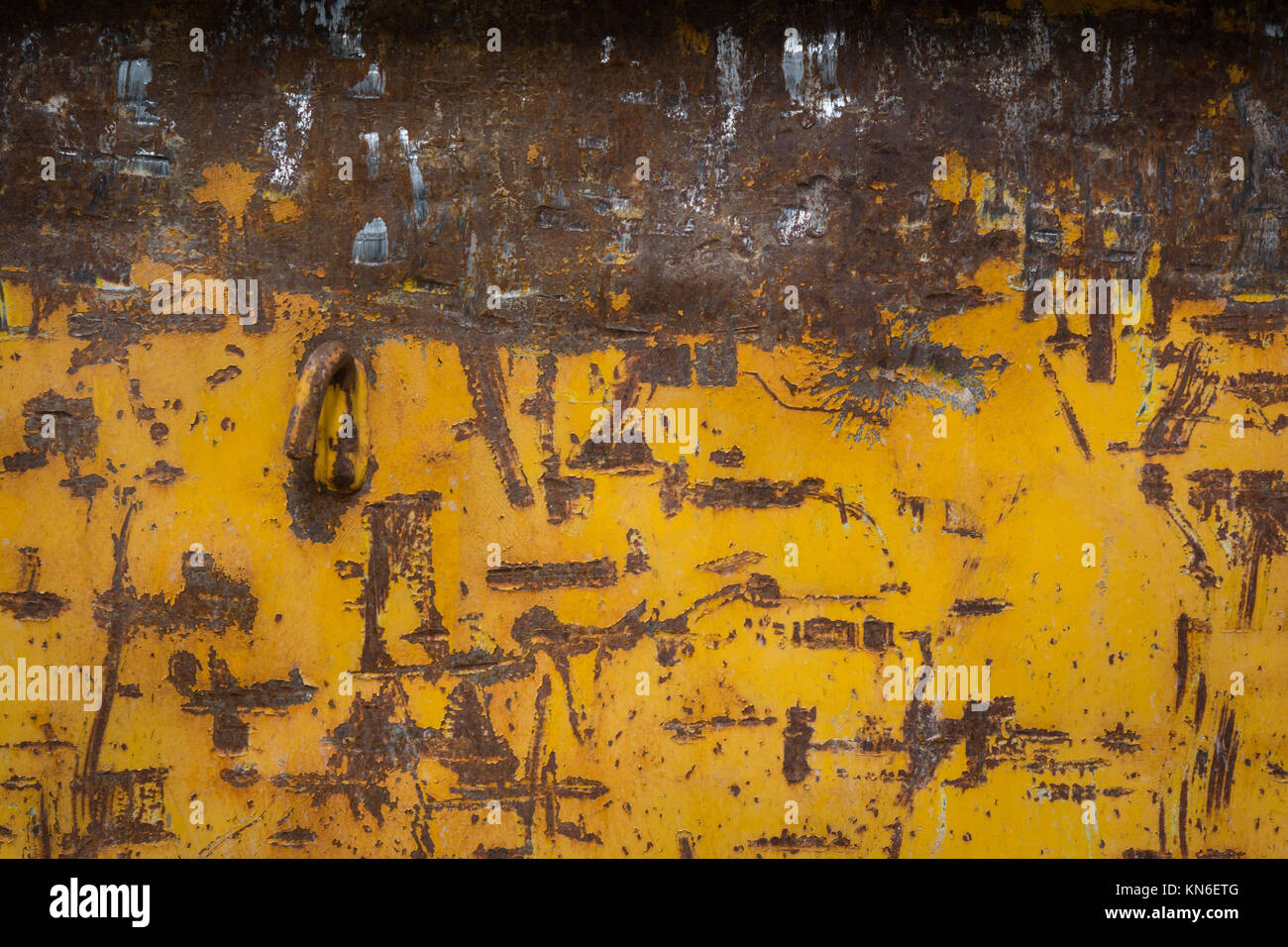 Rusty Metal Scratches Yellow Paint Brown Construction Dumpster ...