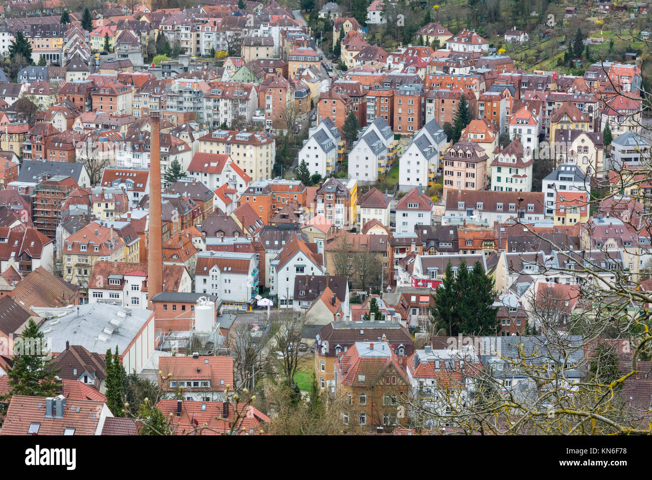 Stuttgart Aerial from Above Kessel Biulding Tight Crowded City ...