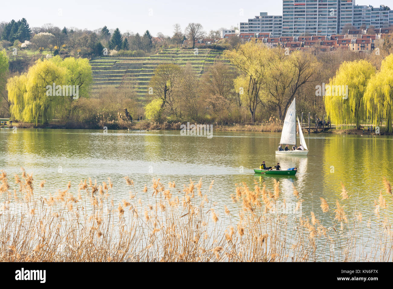 Autumn Daytime Sunny Lake Max Eyth See Outdoors Stuttgart Germany ...