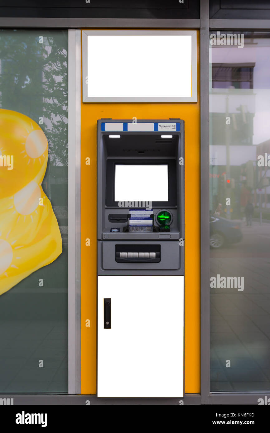Blank White ATM Isolated City Urban Template Clipping Path Stock Photo ...