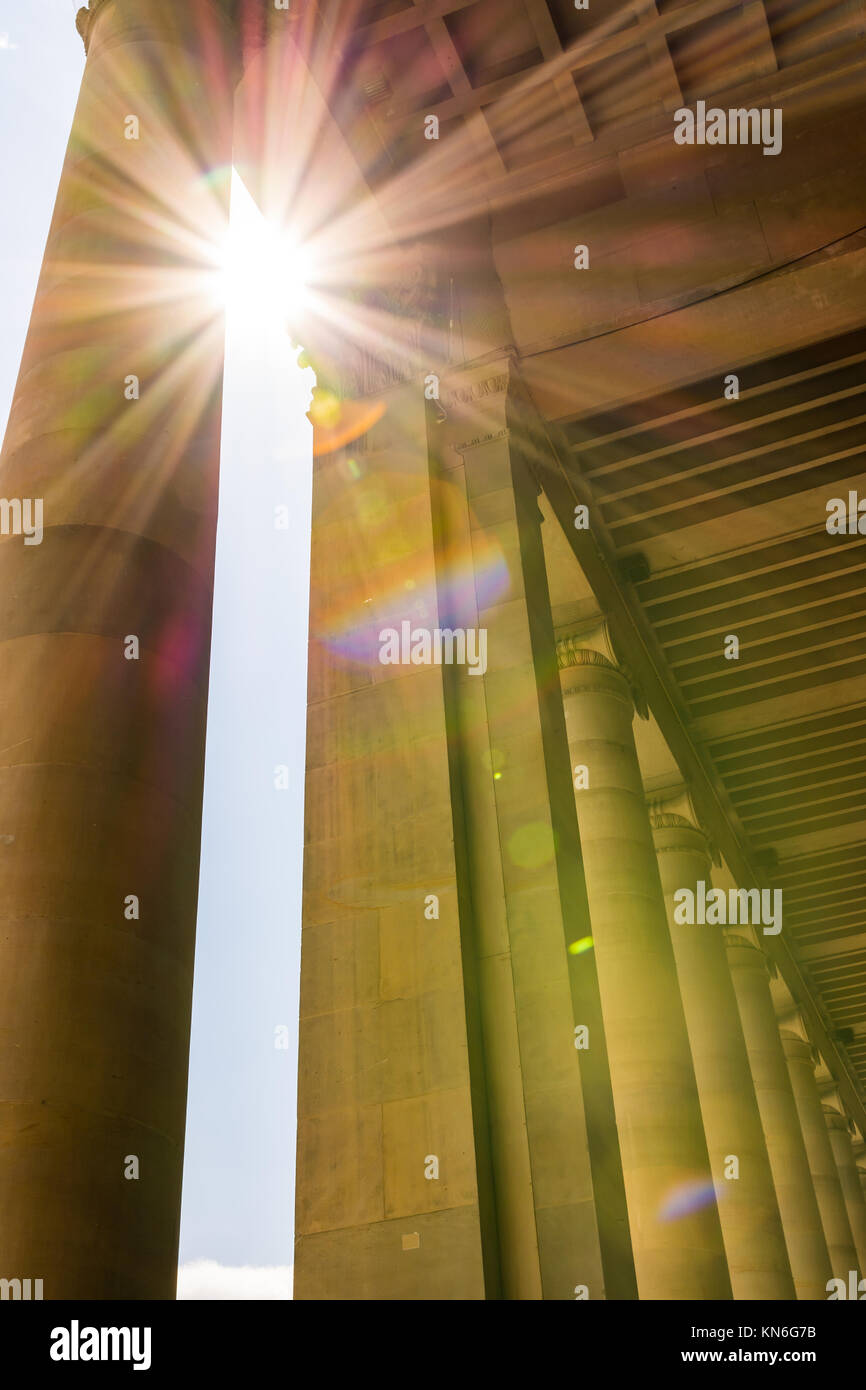 Sun Flare through European Roman Columns Historic Brown Bright Stock ...