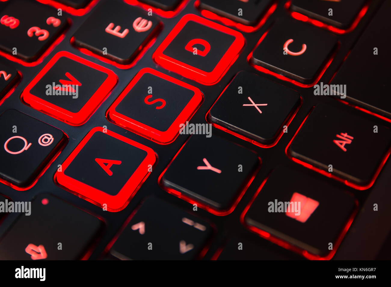 Red Backlit Computer Gaming Keyboard Action Gamer Equipment Controller ...