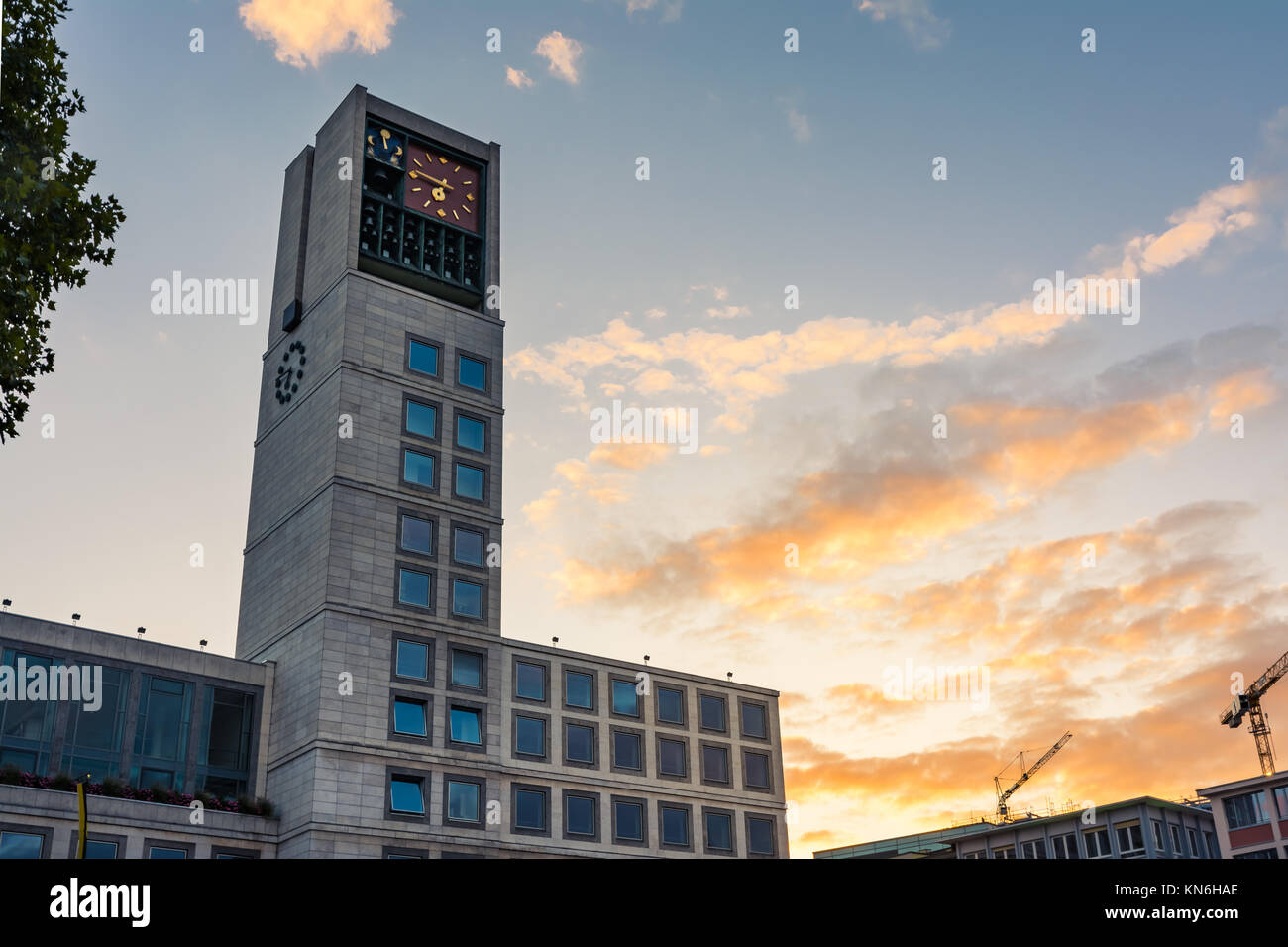 Stuttgart City Center New Rathaus Sunset Dusk Autumn German European ...