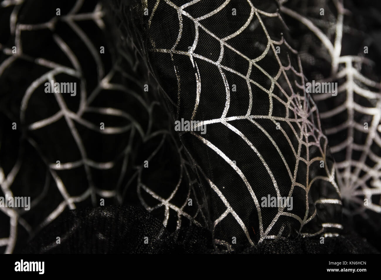 Fabric Cobweb Texture Halloween Decoration Closeup Black Cloth Stock ...