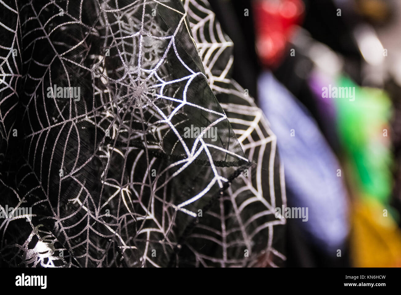 Fabric Cobweb Texture Halloween Decoration Closeup Black Cloth Stock ...