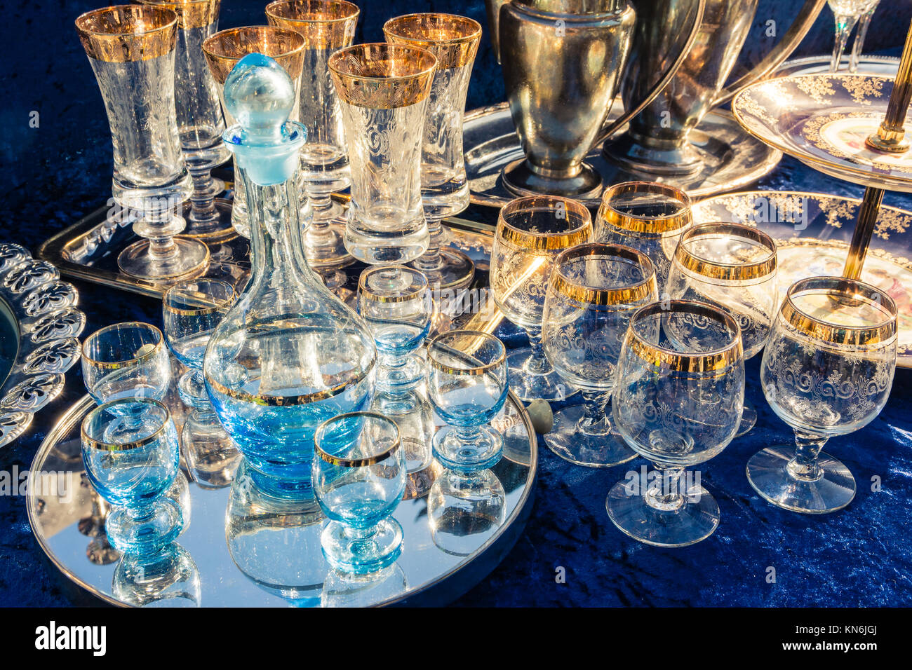 Ornate Table Set Crystal Glasses Wine Champagne Silverware Eating ...