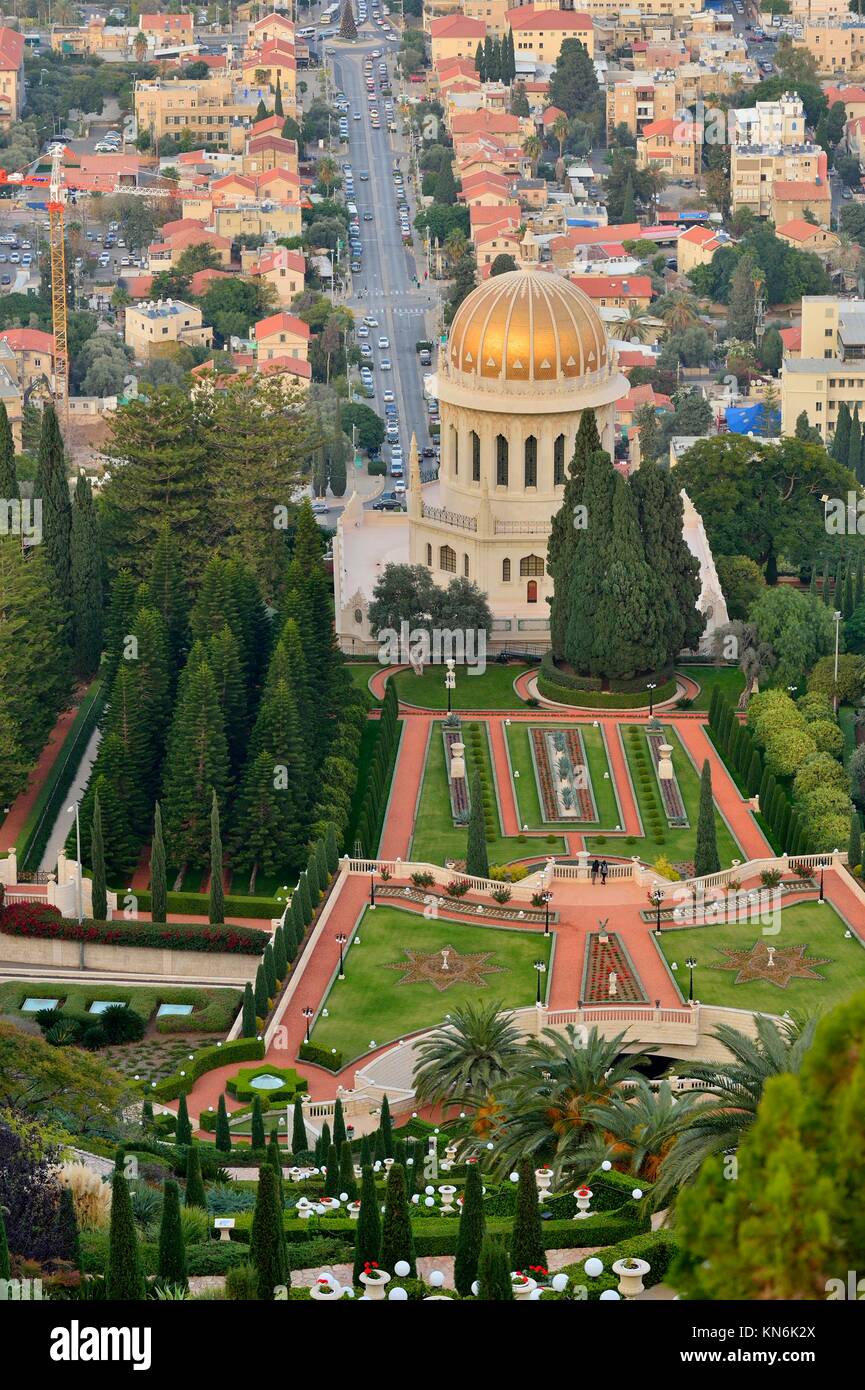Bahai gardens and temple on the slopes of the Carmel Mountain. Haifa ...