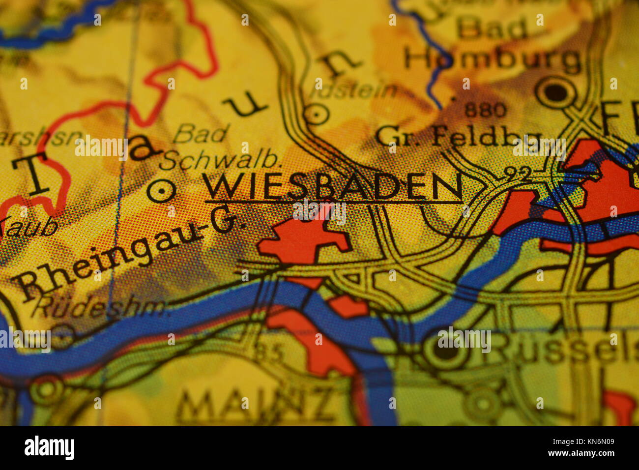 City name on a map Stock Photo - Alamy