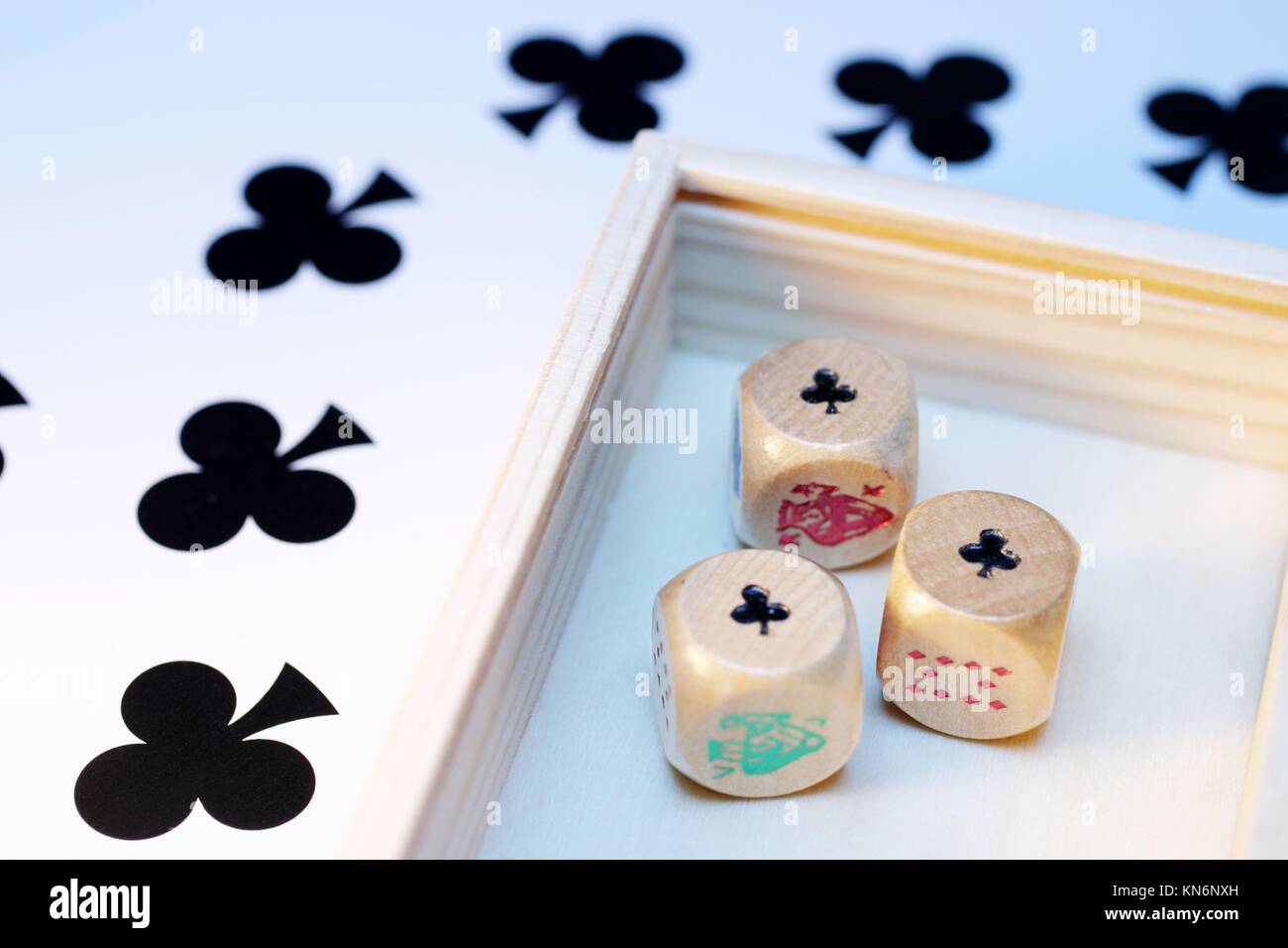Dice and playing card Stock Photo - Alamy
