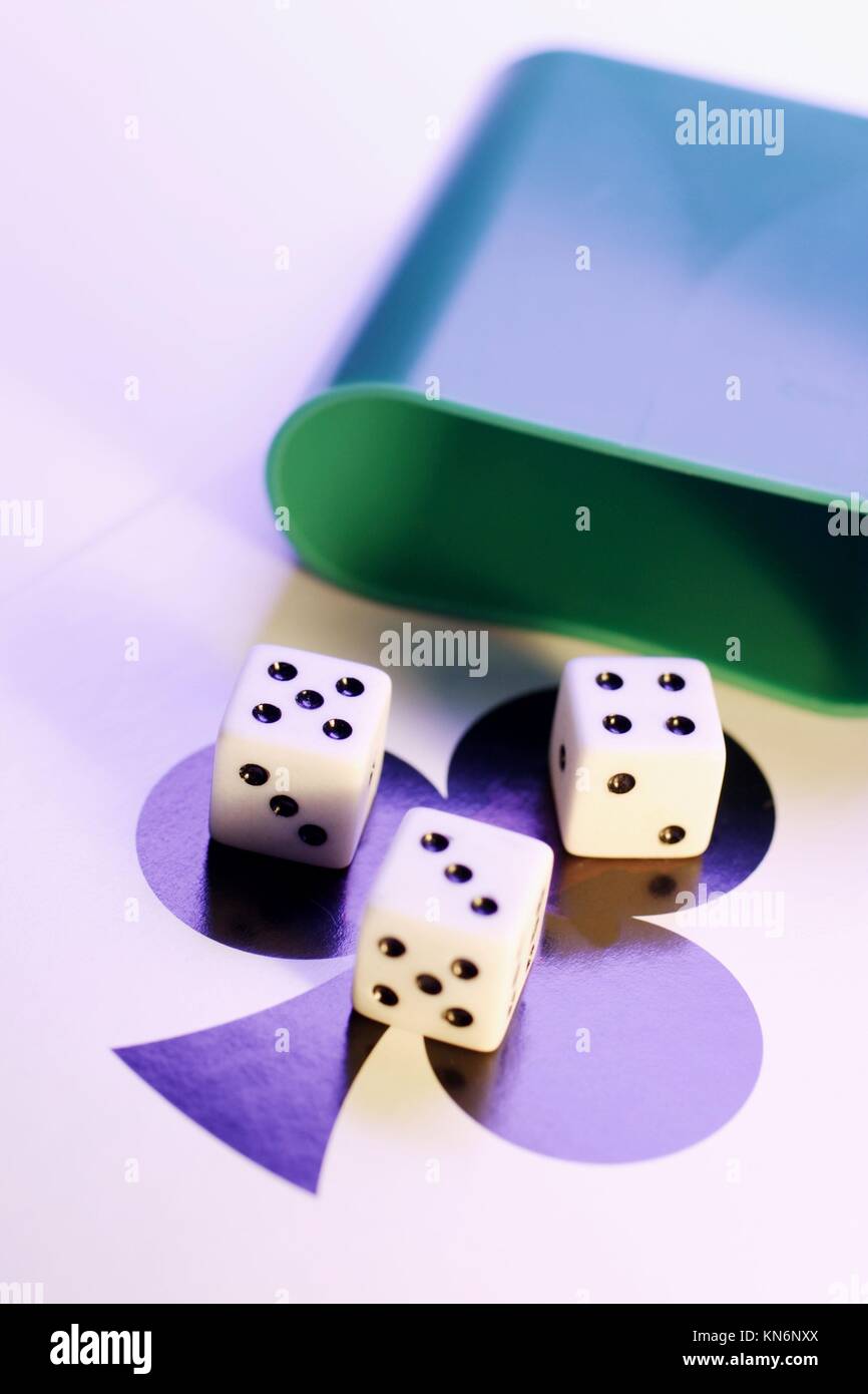 Dice on ace card Stock Photo - Alamy