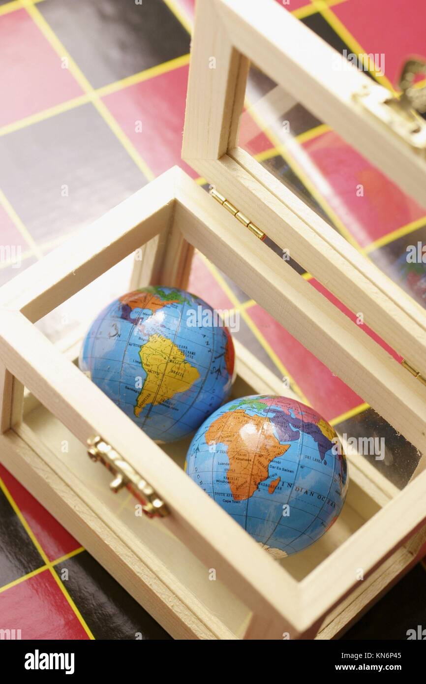 World globes in box Stock Photo - Alamy