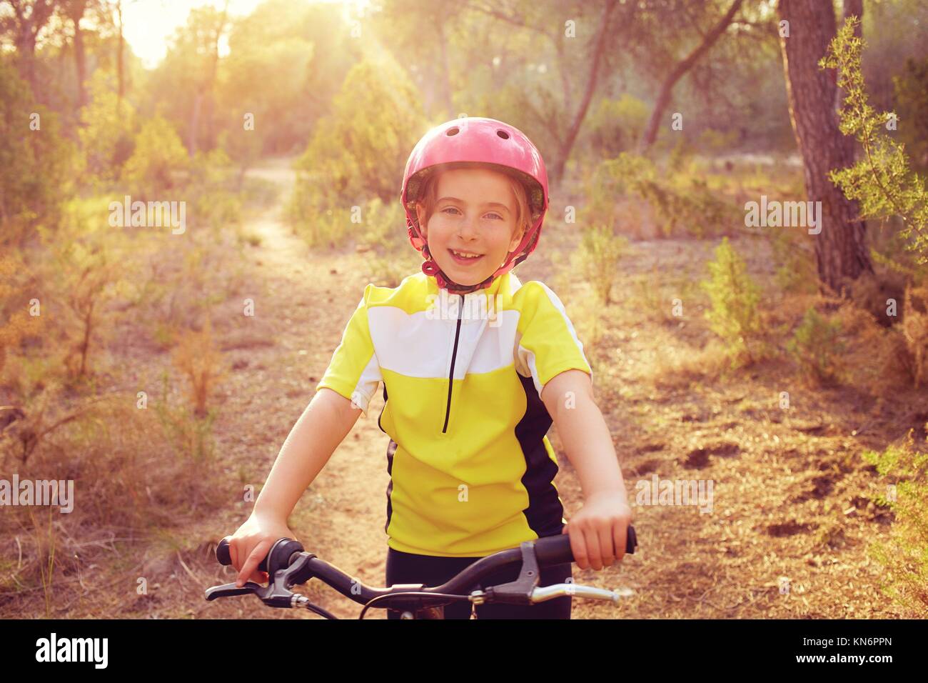 Cute Girl Riding Mountain Bike High Resolution Stock Photography and ...