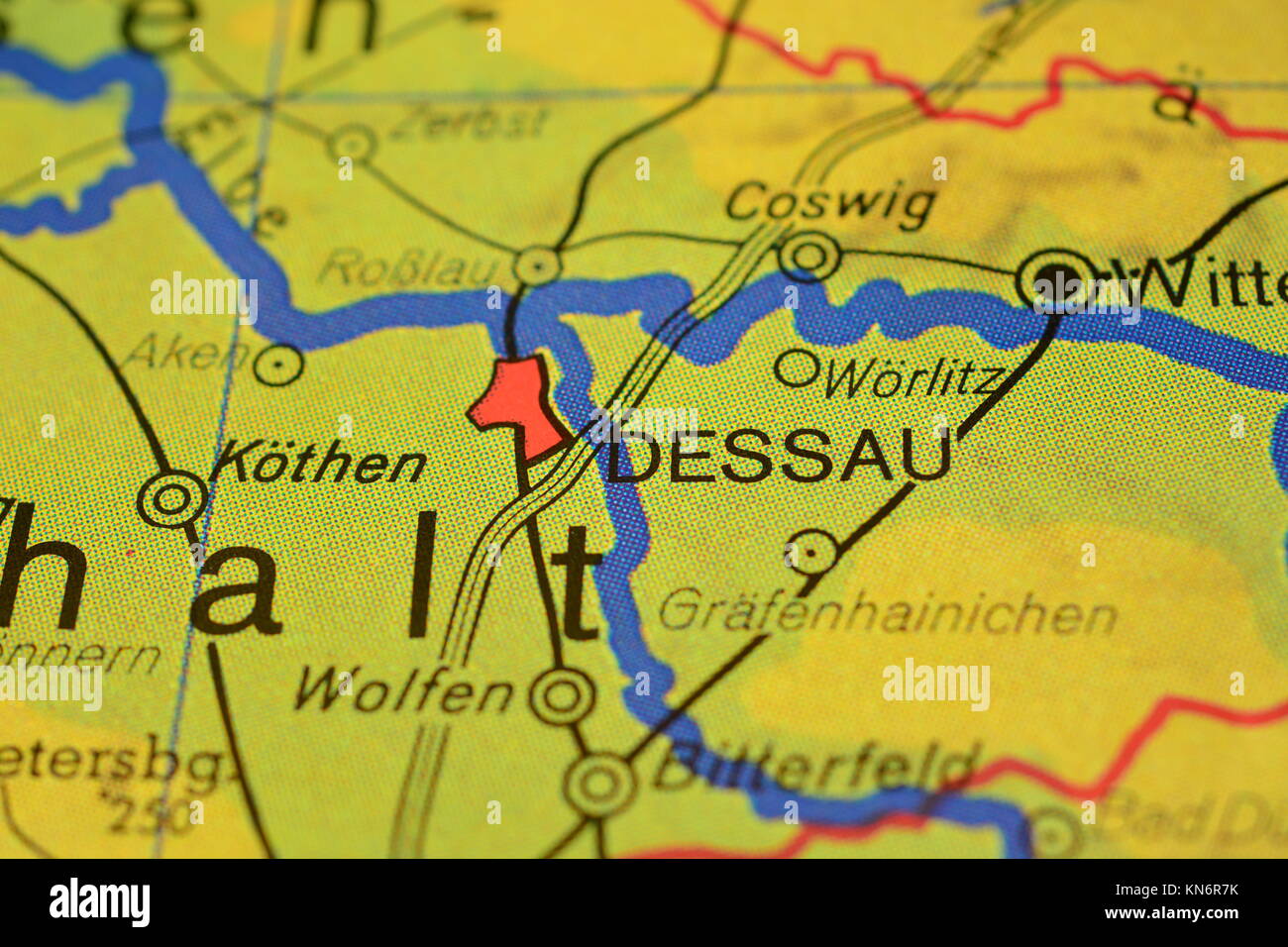City name DESSAU on a map Stock Photo - Alamy
