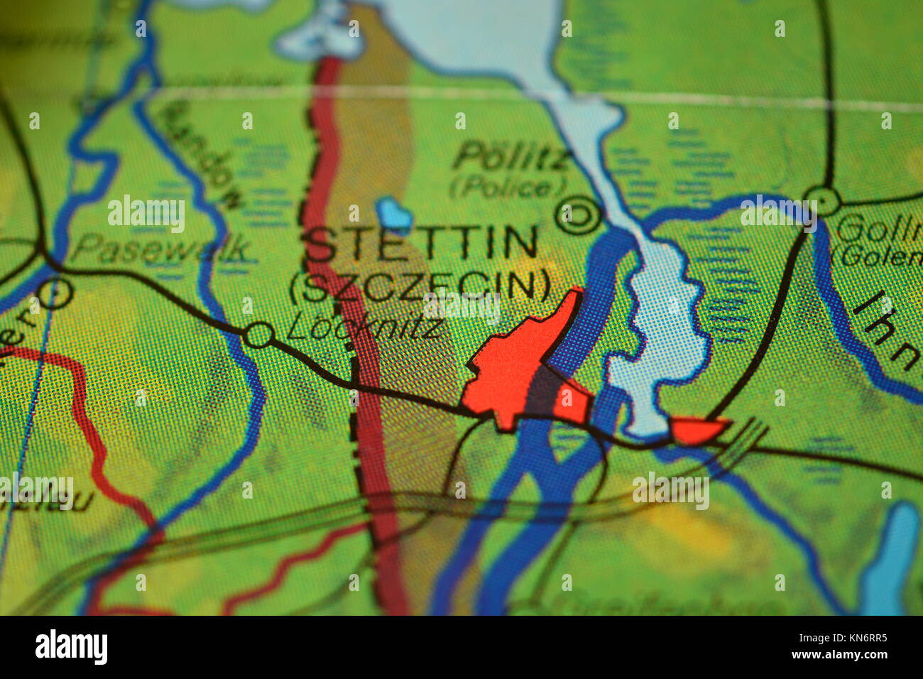 City name STETTIN (SZCZECIN) on a map Stock Photo - Alamy