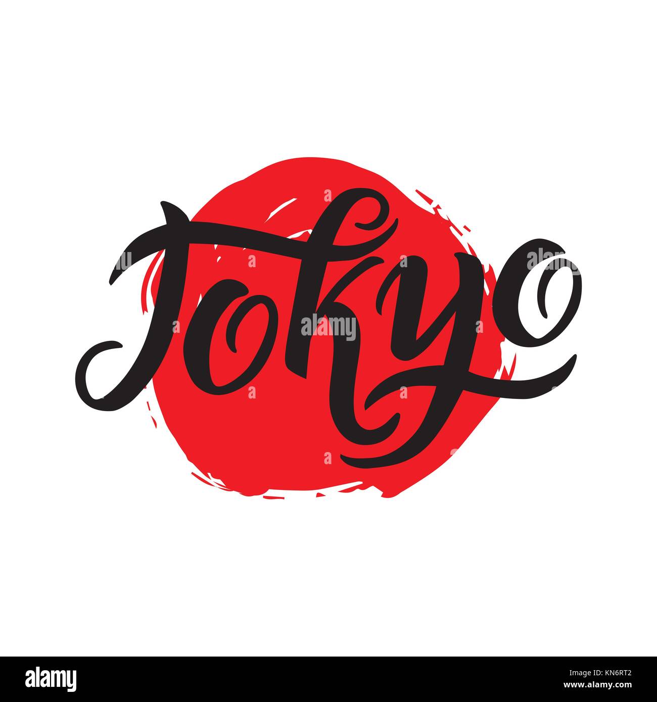 Tokyo hand-lettering calligraphy national red Japan flag. Tokyo hand ...