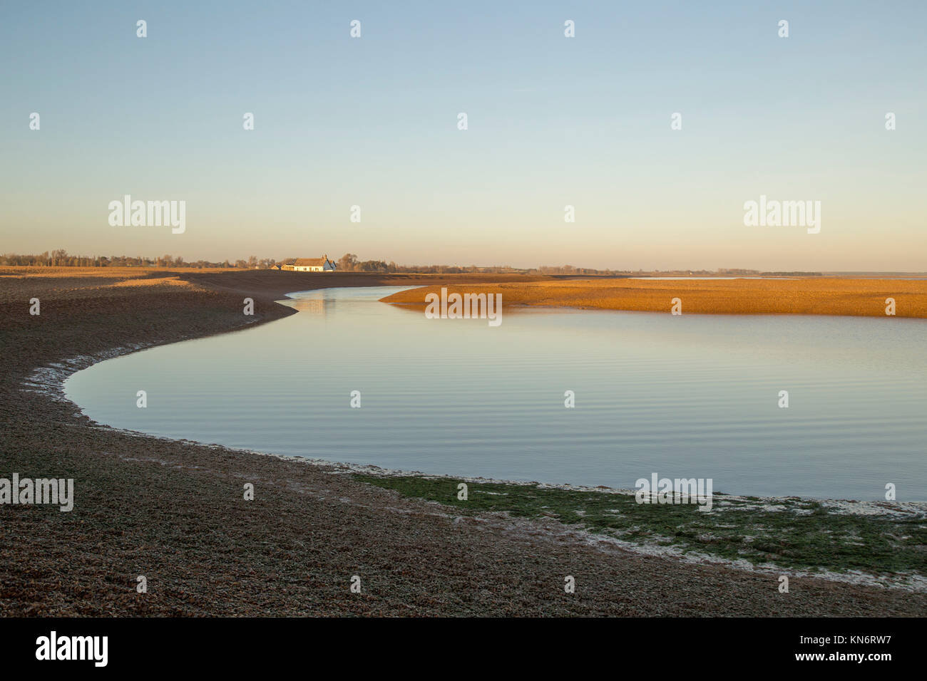 Beautiful and unique coastal landscape during sunset at Shingle Street ...
