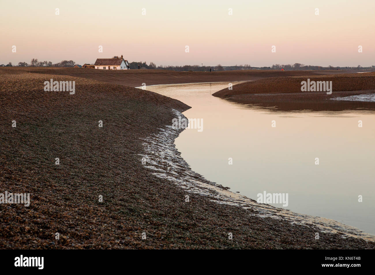 Beautiful and unique coastal landscape during sunset at Shingle Street ...