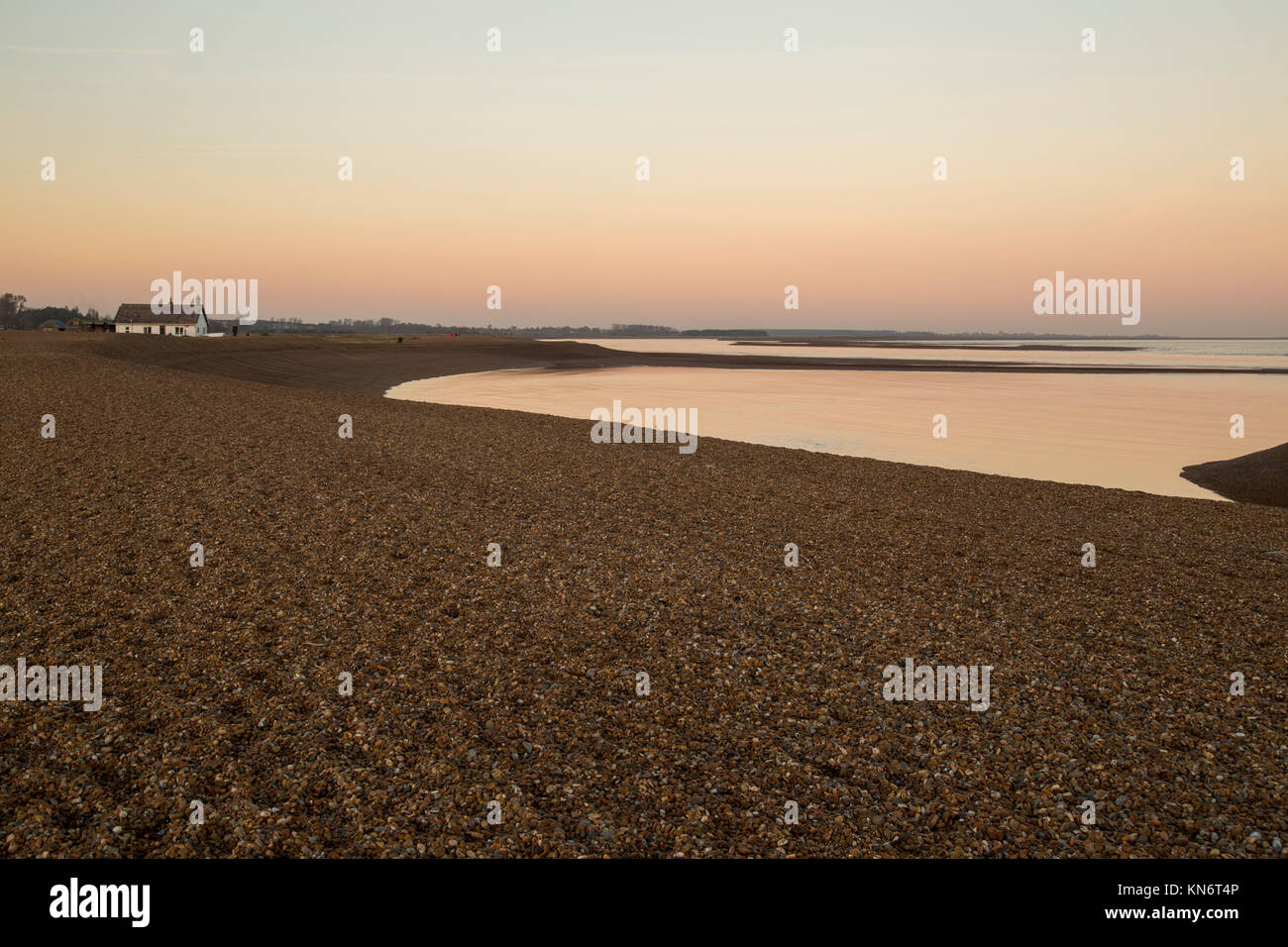 Beautiful and unique coastal landscape during sunset at Shingle Street ...