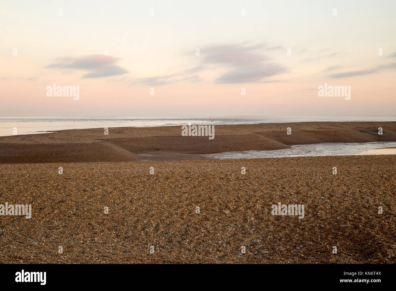 Beautiful and unique coastal landscape during sunset at Shingle Street ...