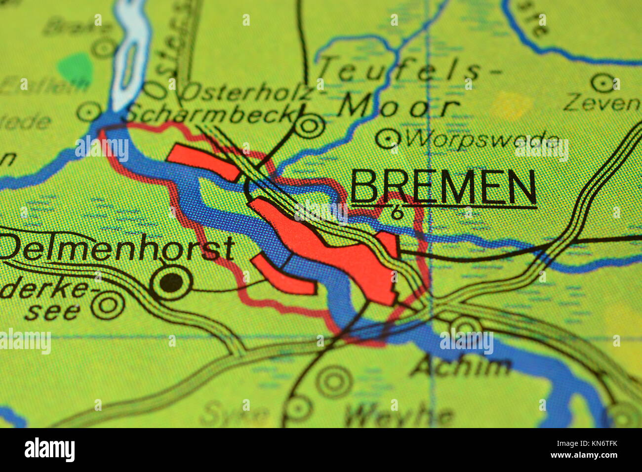 City name BREMEN on a map Stock Photo - Alamy