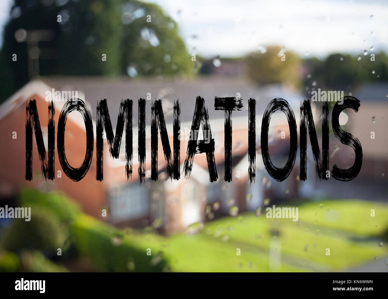 Announcement text caption showing Nominations. Business concept for ...