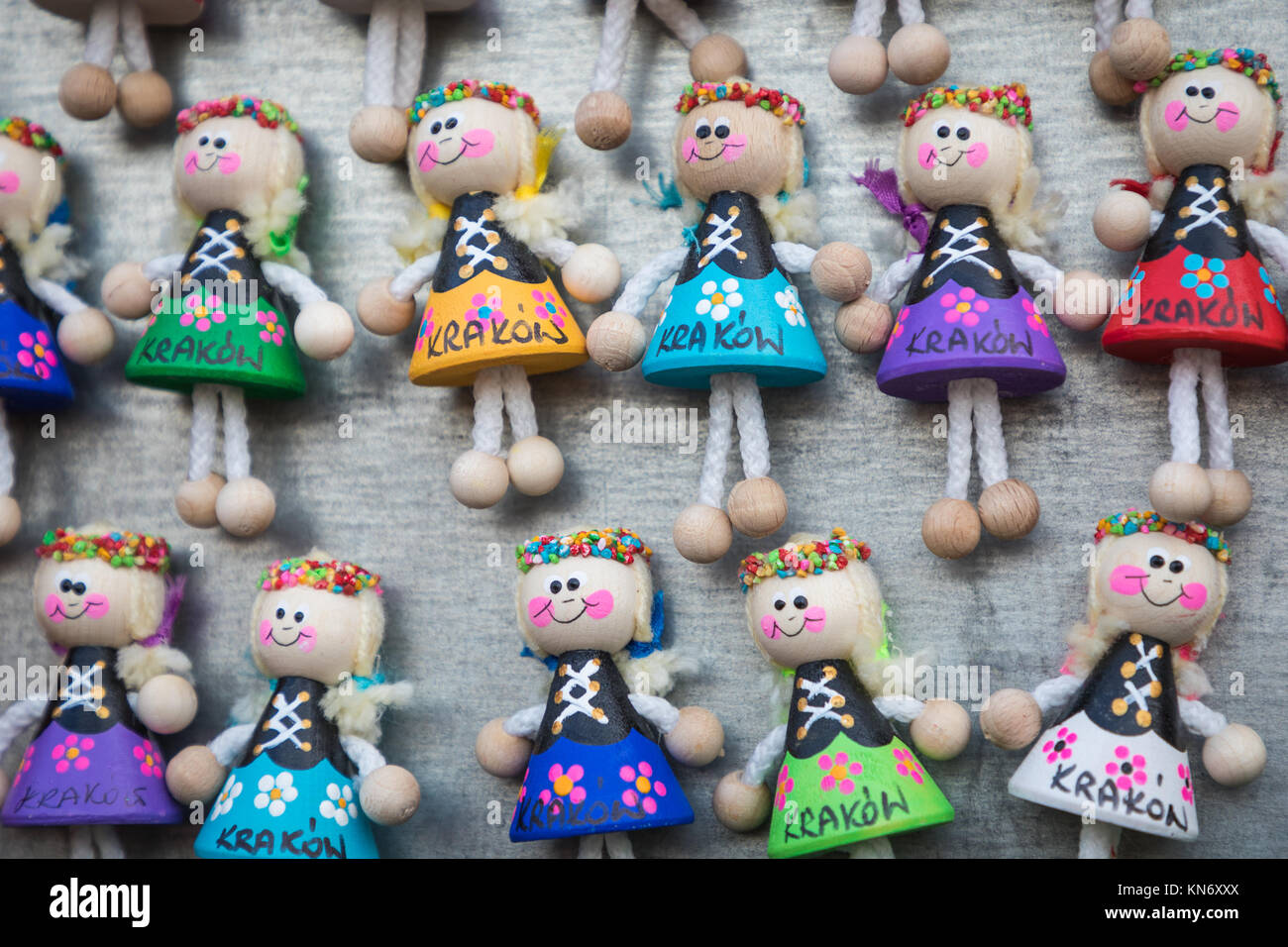 Artistic magnets souvenir fron Cracow at local traditional market Stock ...