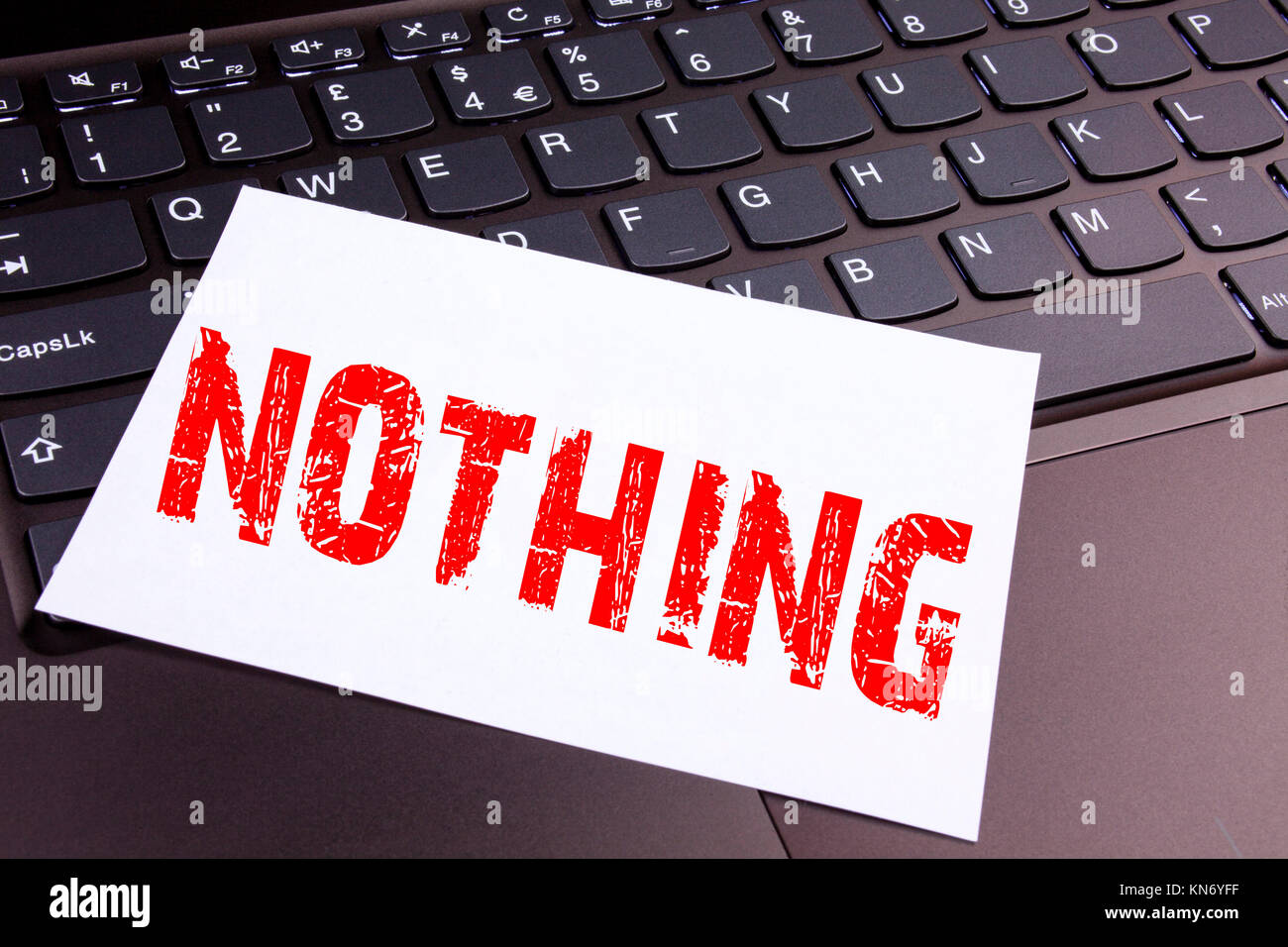 Writing Nothing text made in the office close-up on laptop computer ...