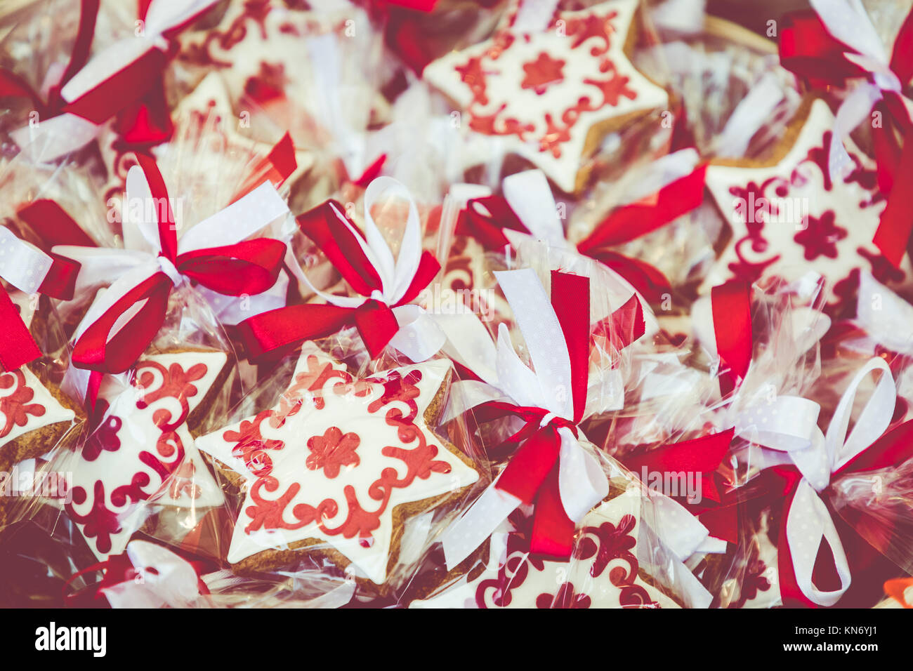 Christmas homemade gingerbread cookies at traditional market in Cracow ...
