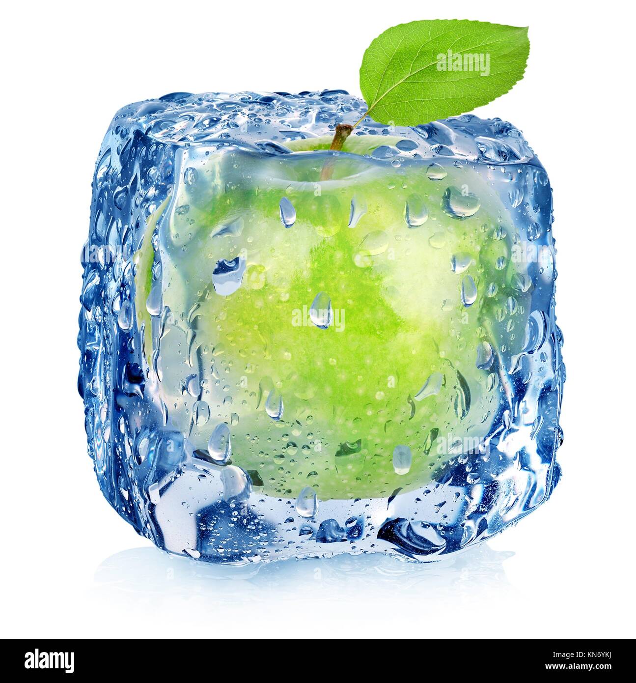 Ice cube and apple isolated on a white background Stock Photo - Alamy