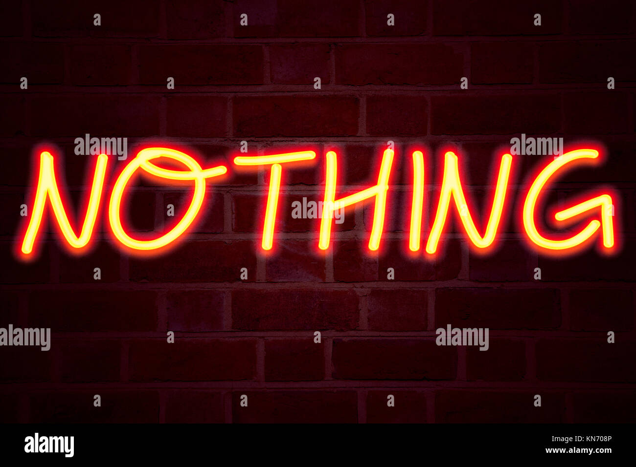 Nothing neon sign on brick wall background. Fluorescent Neon tube Sign ...