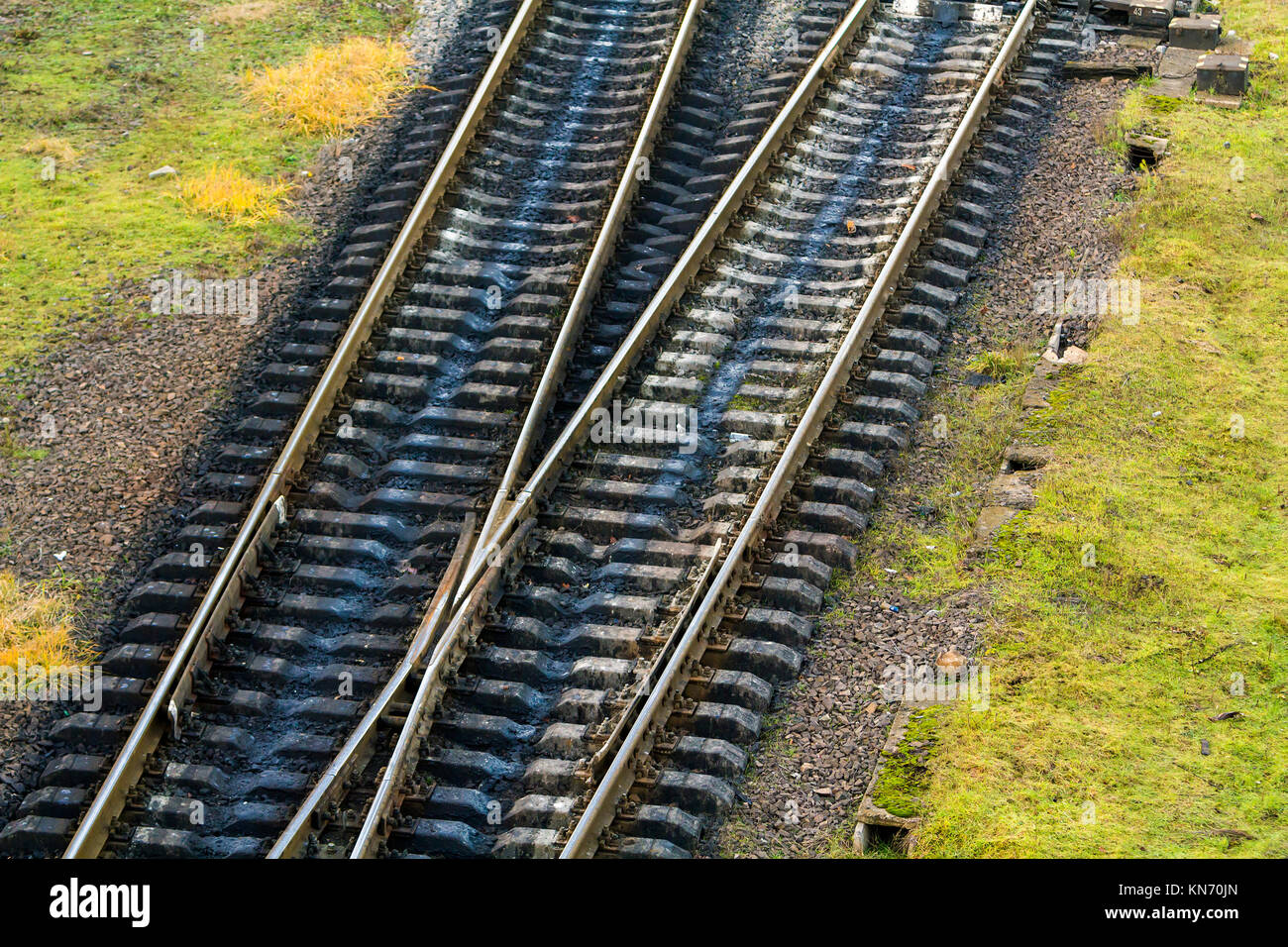 View of the rail road tracks from above Stock Photo - Alamy