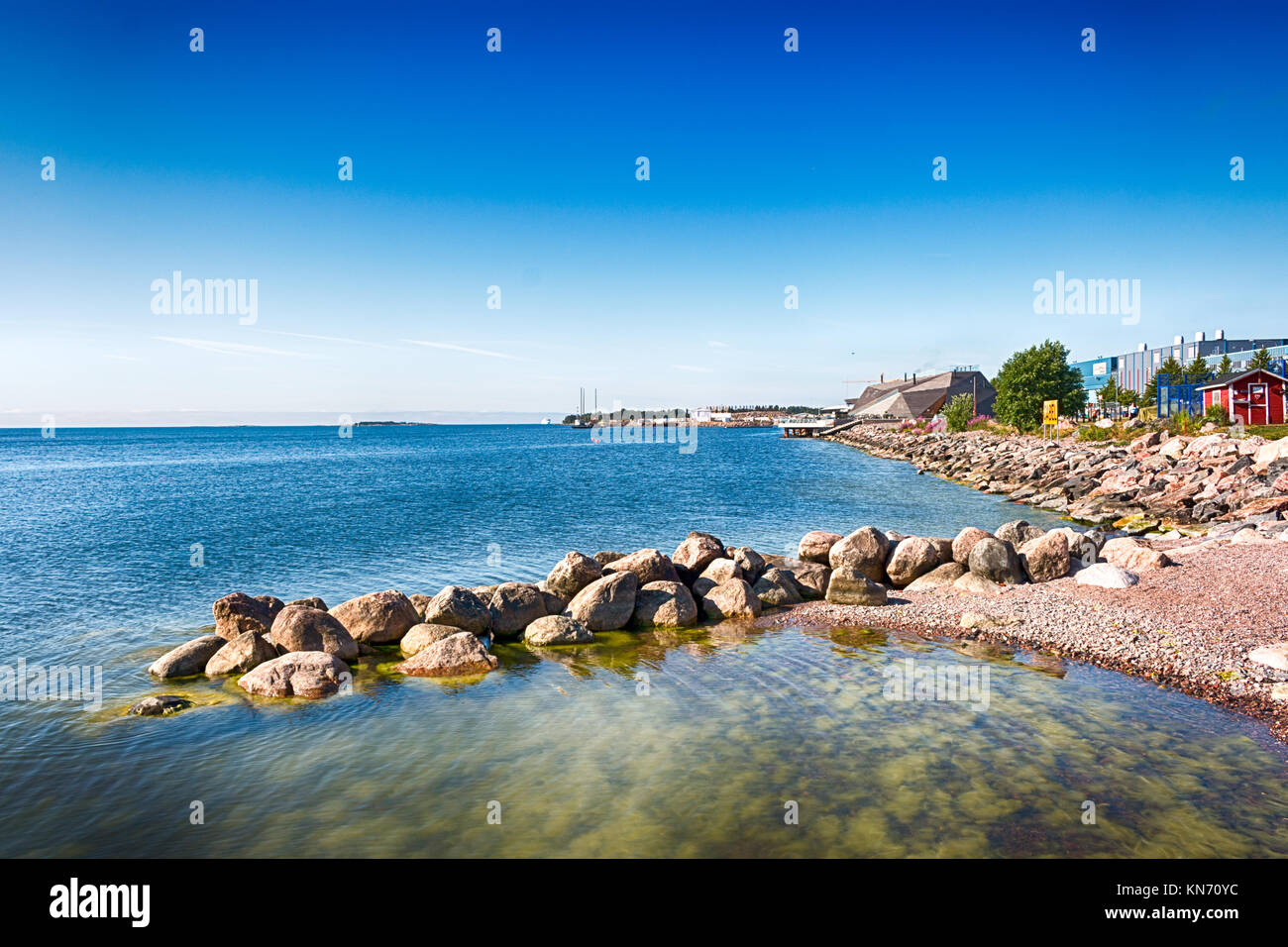 Coastline of Helsinki, capital of Finland, during beautiful July ...